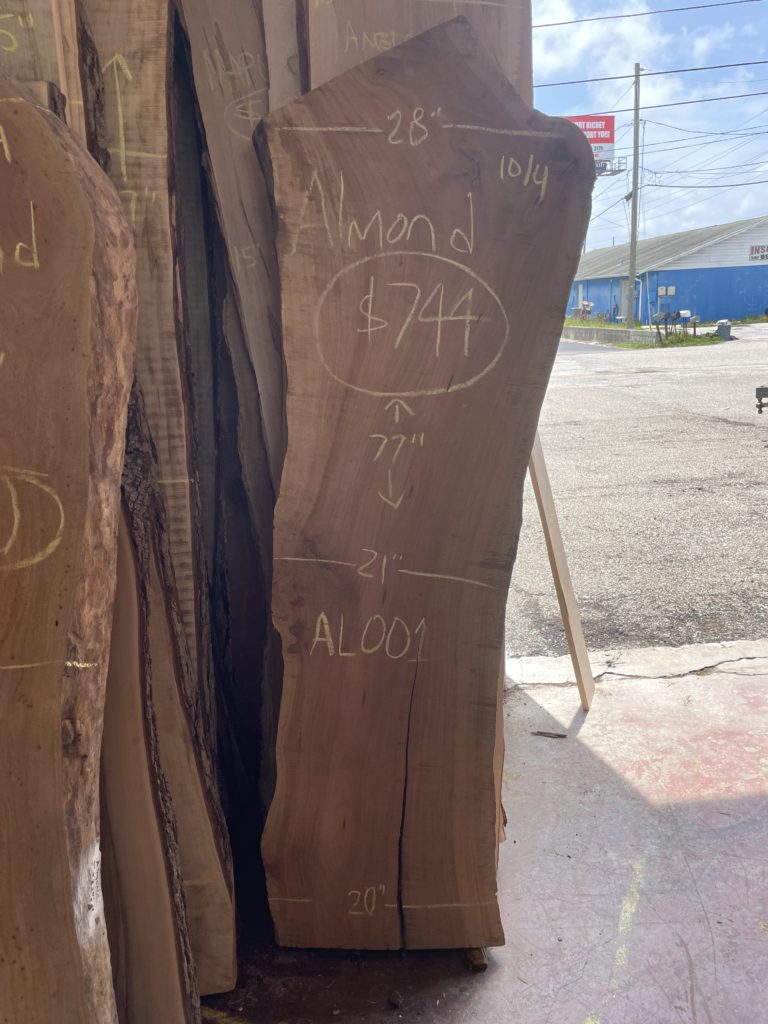 Almond 10/4 28" wide x 77" long AL-001 - OddWood Lumber