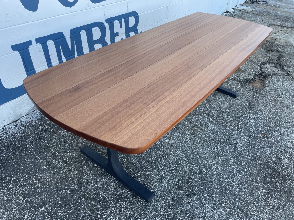 Sapele Dining Table Steel Base // 92" x 3' - OddWood Lumber