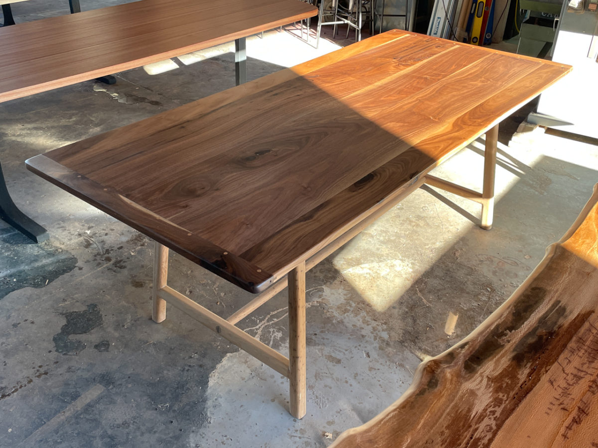 Walnut Dining Table White Oak Base 7' x 3' - OddWood Lumber